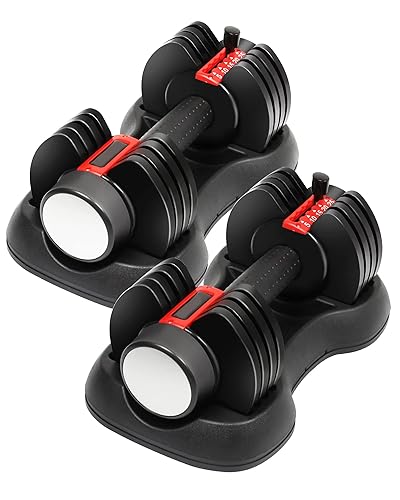 NW Adjustable Dumbbells,2x25 lbs Weights Set Fast Adjust Dumbbell ...