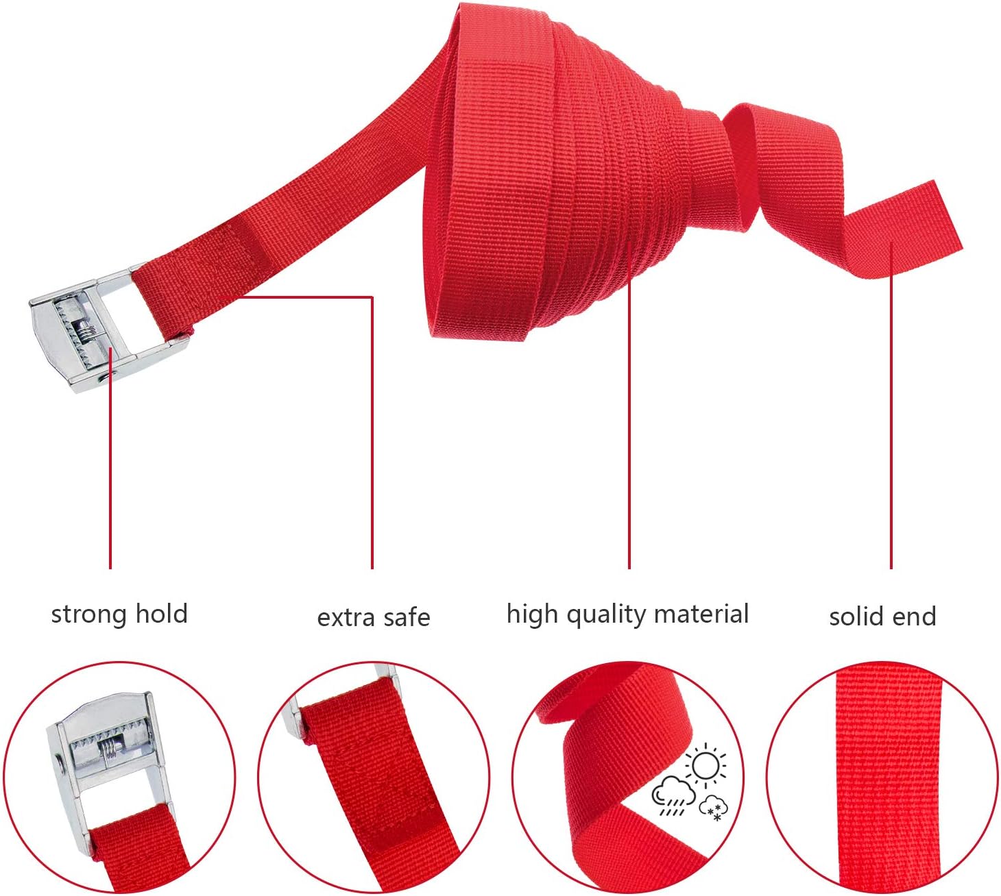 Waycreat Lashing Straps Tie Down Straps Tension Belt 4 Pieces Lashing ...
