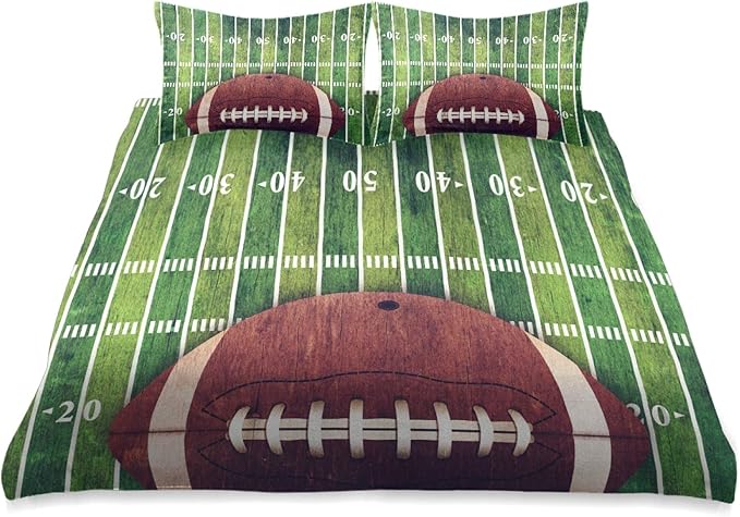 NOVTO 3 Piece Comforter Set Vintage American Football Field Bedding ...