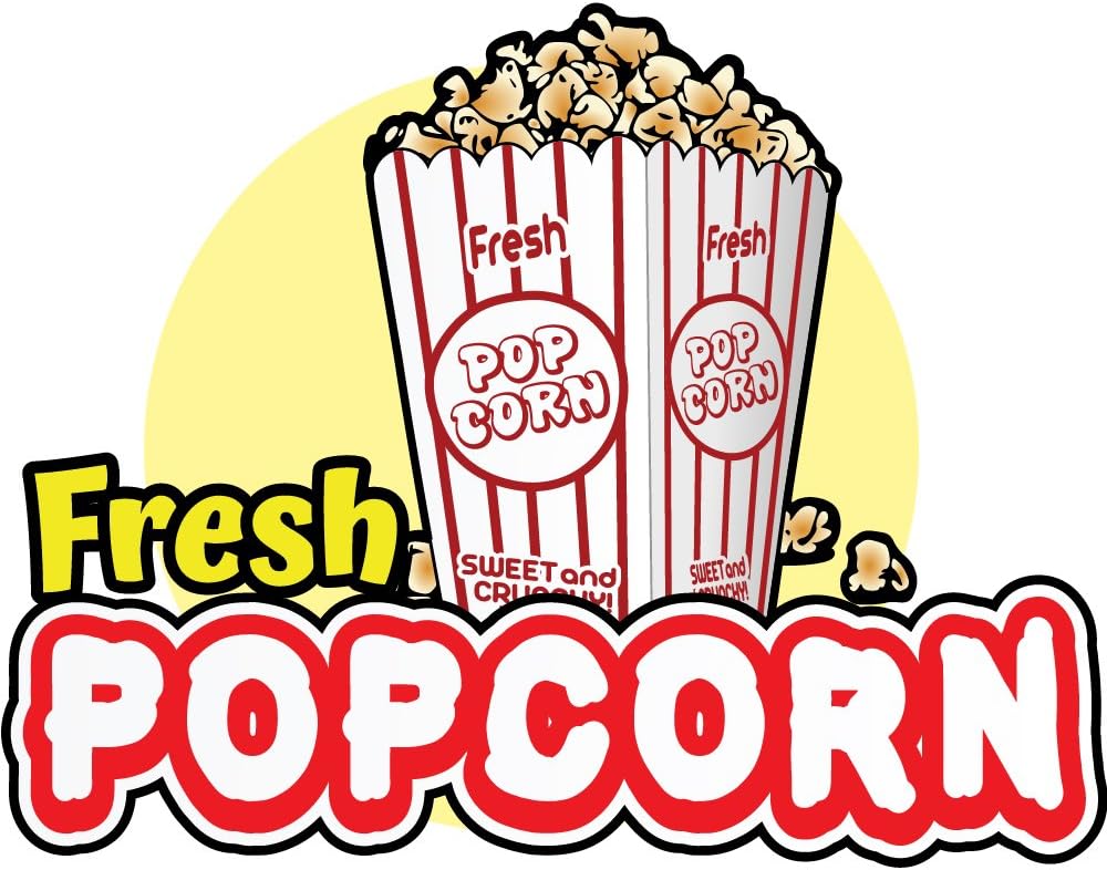 Amazon.com : Fresh Popcorn 12" Concession Decal Sign cart Trailer Stand ...