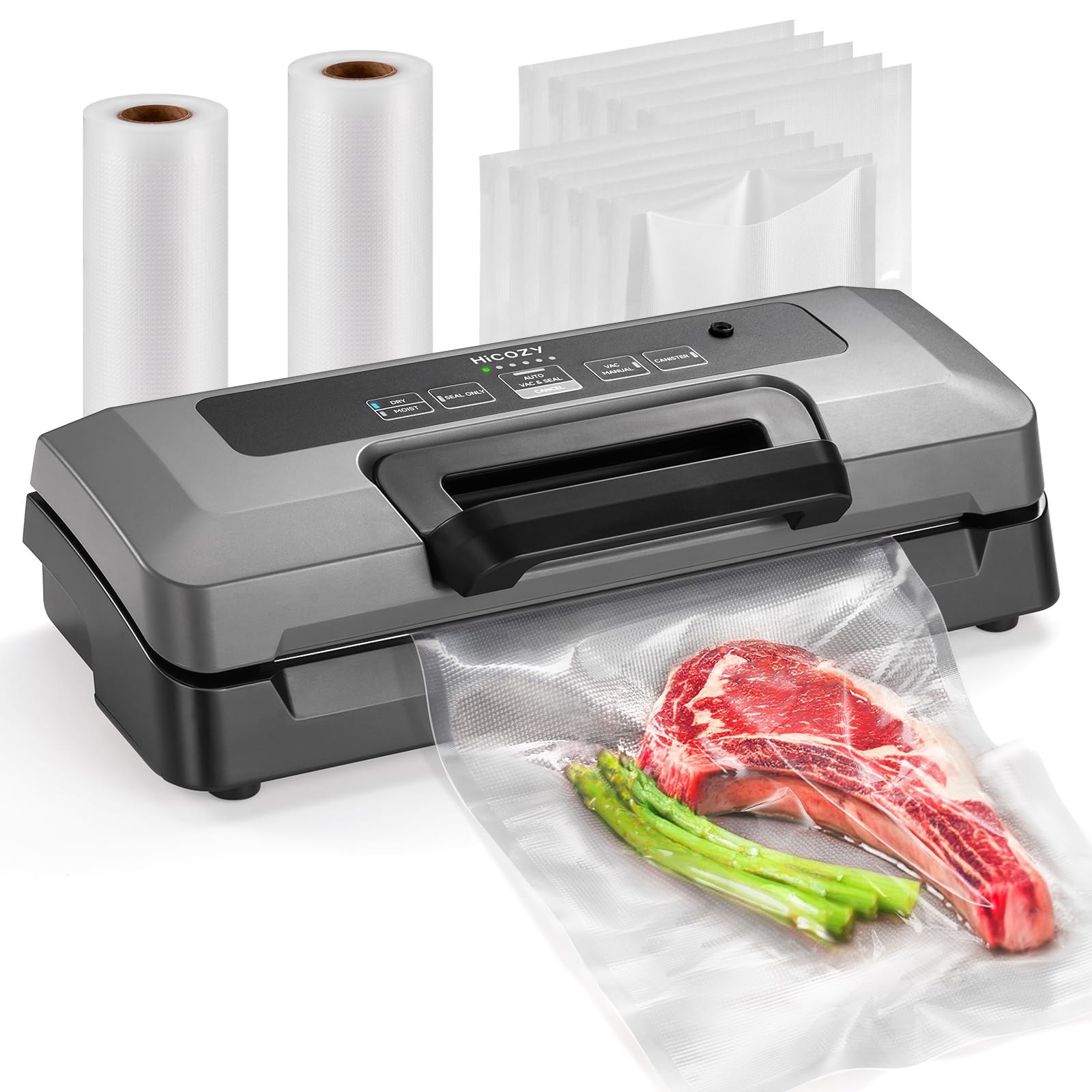 HiCOZY Vacuum Sealer, Vacuum Sealer Machine for Food, Food Sealer, 85Kpa(25.1 Hg) Full Automatic ...