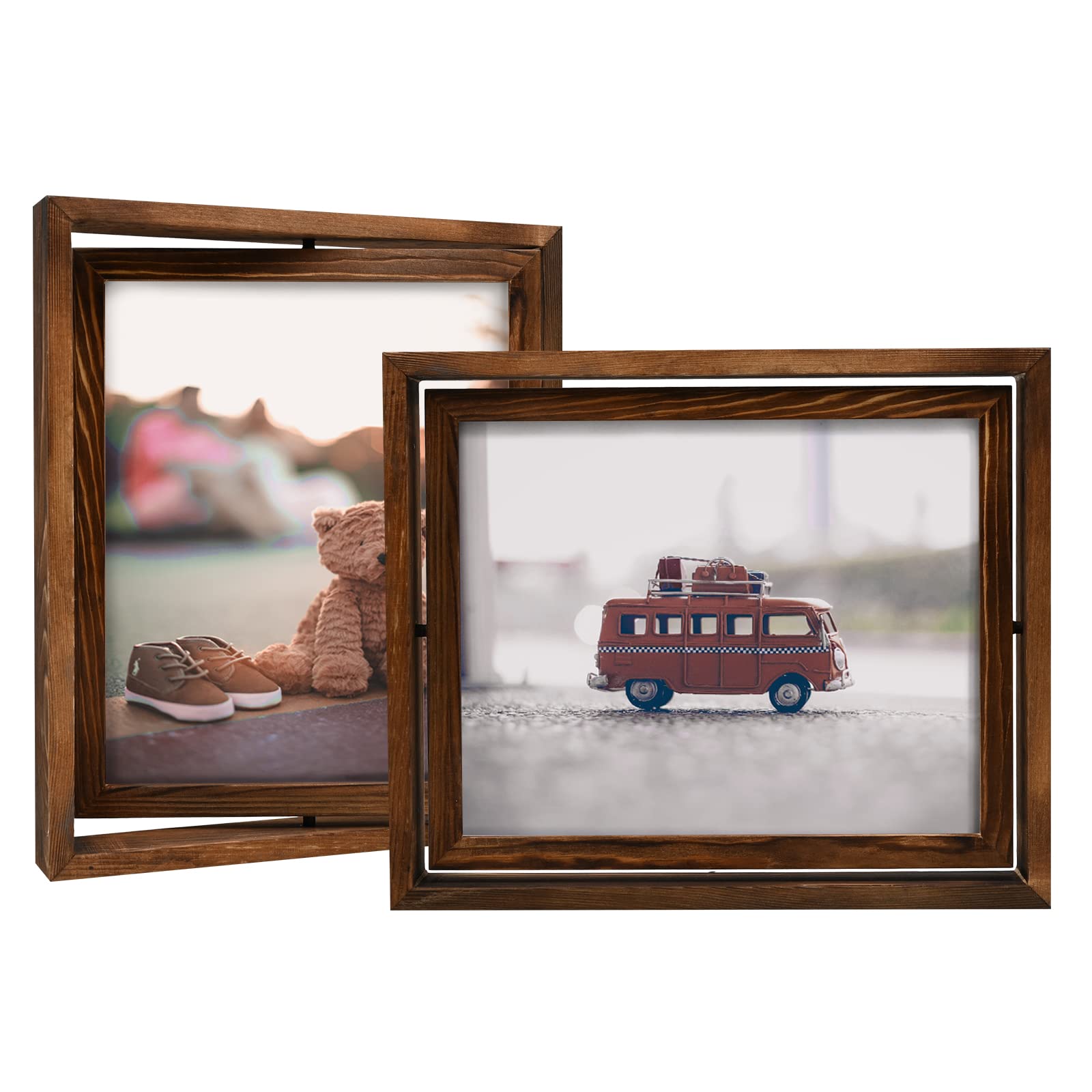Egofine 2 Pack 8x10 Rotating Floating Picture Frames,Double-Sided ...