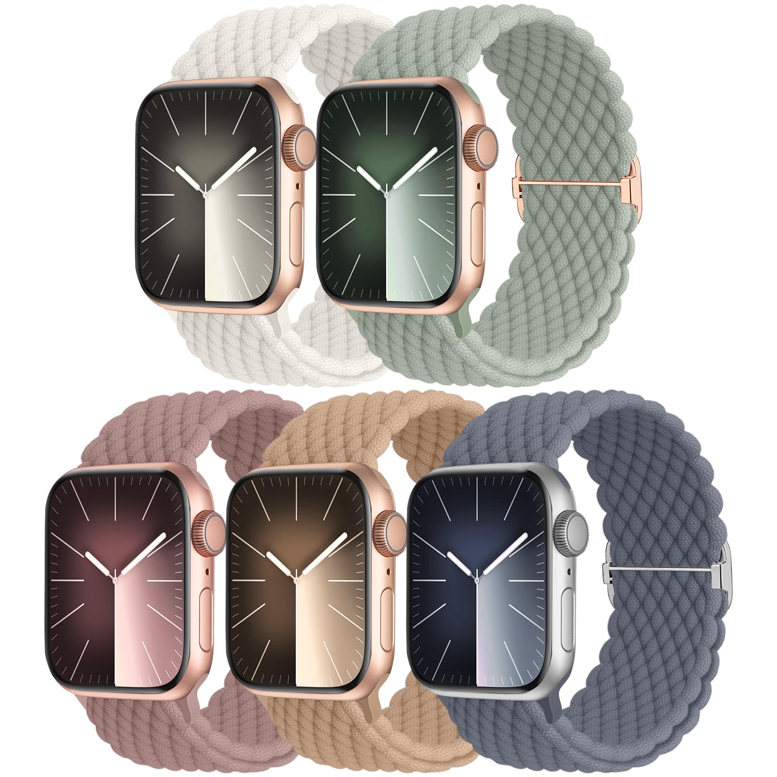 Zspoly 5 Packs Braided Solo Loop Compatible with Apple Watch Bands 38mm ...