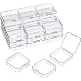 Amazon.com: SATINIOR 24 Packs Small Clear Plastic Beads Storage Containers Box with Hinged Lid ...