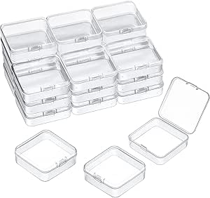 Amazon.com: 24 Packs Small Clear Plastic Beads Storage Containers Box with Hinged Lid for ...