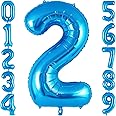 Amazon.com: Blue Number 2 Balloon 40 Inch, Big Large Foil Helium Number ...