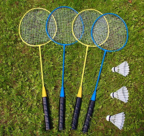 Driveway Games Portable Badminton Set 4 Rackets, 3 Birdies & Net Kit ...