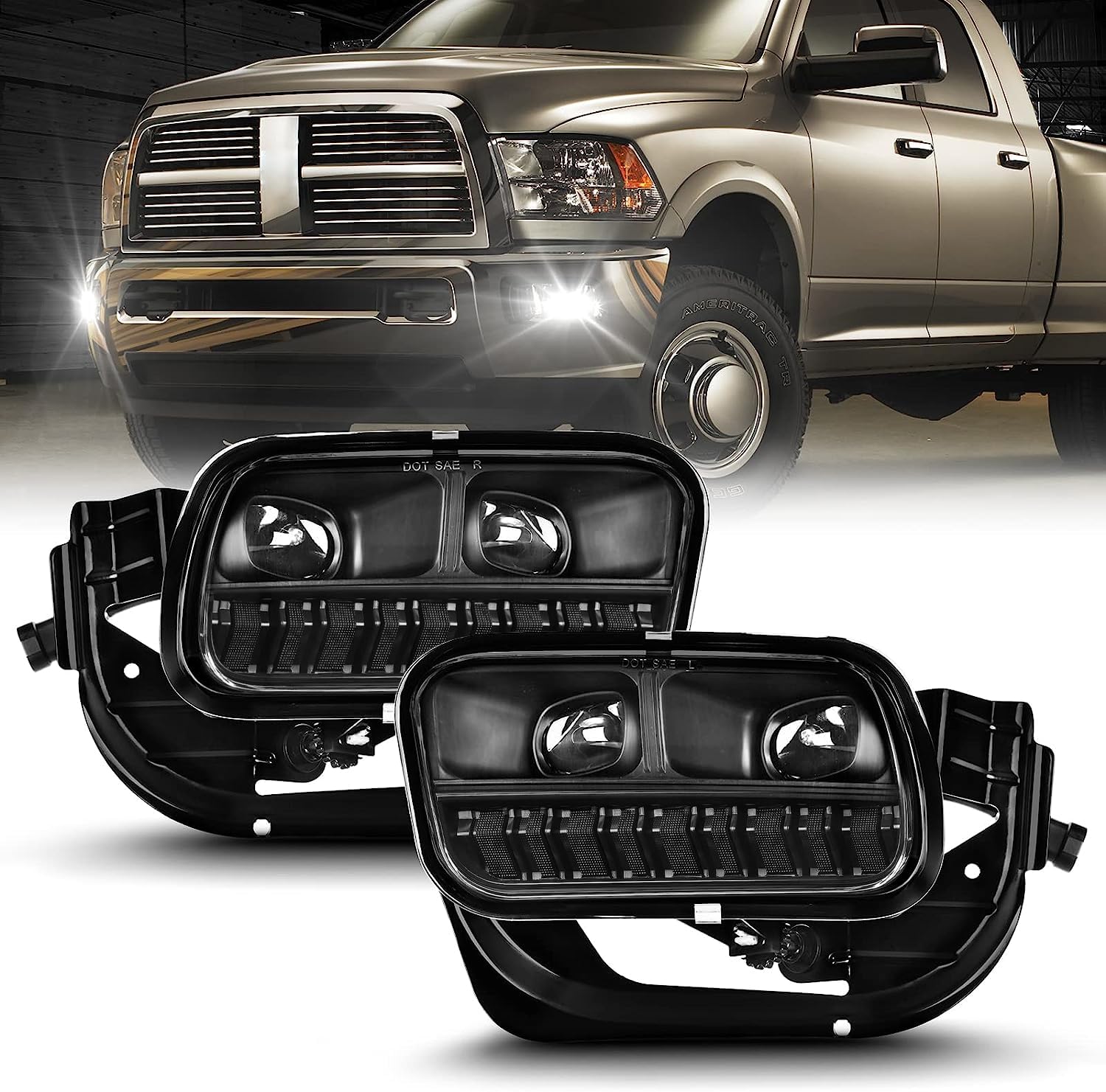 OKSIWA LED Fog Lights for Dodge Ram 1500 2009-2012,Dodge Ram 2500 2010 ...