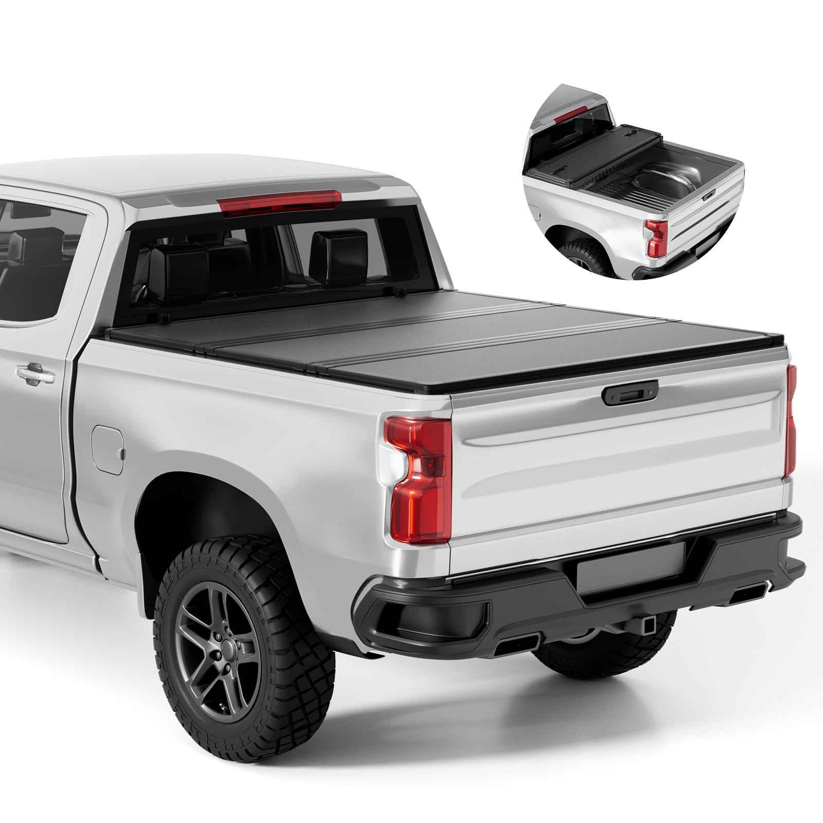 Tono King FRP Hard Folding Truck Bed Tonneau Cover Compatible with 2019-2026 Chevy Silverado/GMC ...
