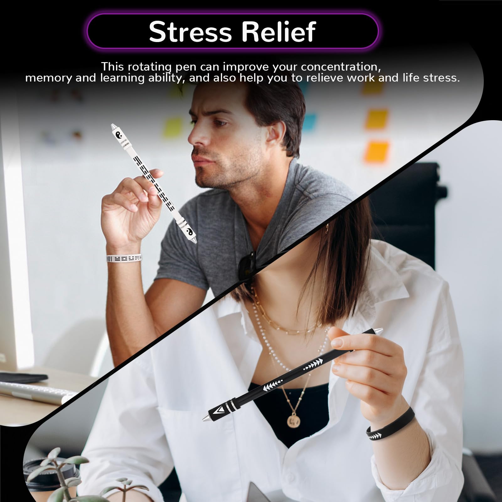 Mua 2 Colors Pen Spinning with Silicone Bracelet, Metal Heads Gaming ...