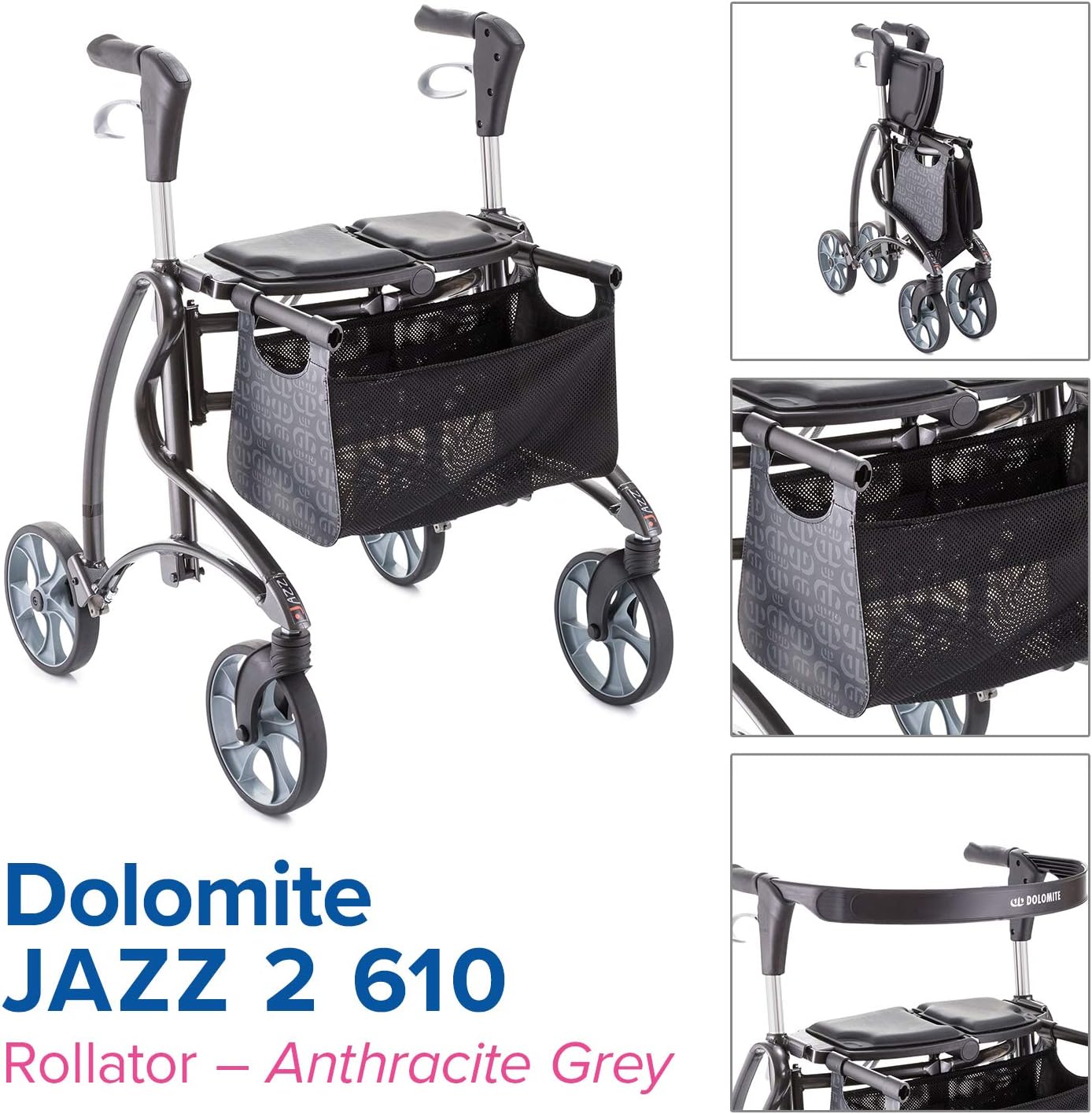 Rollator Frame – Invacare Dolomite Jazz Four Wheel Rollator – Mobility ...