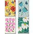 Amazon.com: UNIQUORS 4 Pack Framed Paint by Numbers Kit for Adults Beginner, Easy Flower Kids ...