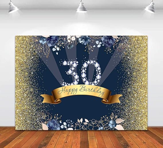 Happy 30th Birthday Photography Backdrop Shiny Golden Background ...