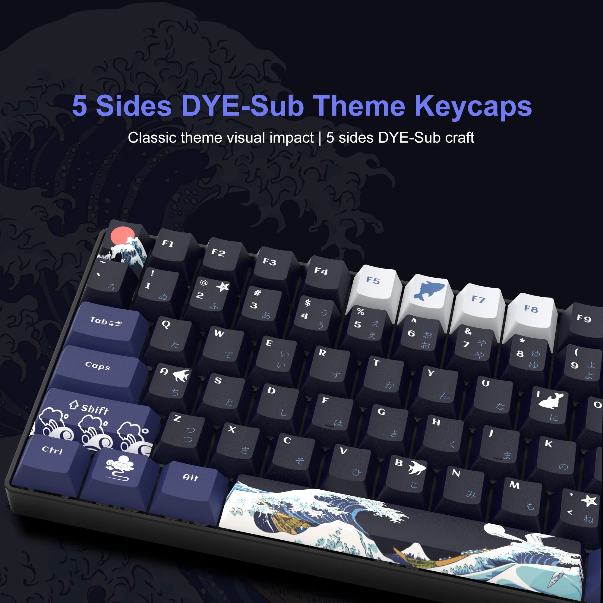 Mua XVX PBT Keycaps - 132 Keys, Great Wave Off Kanagawa Japanese ...