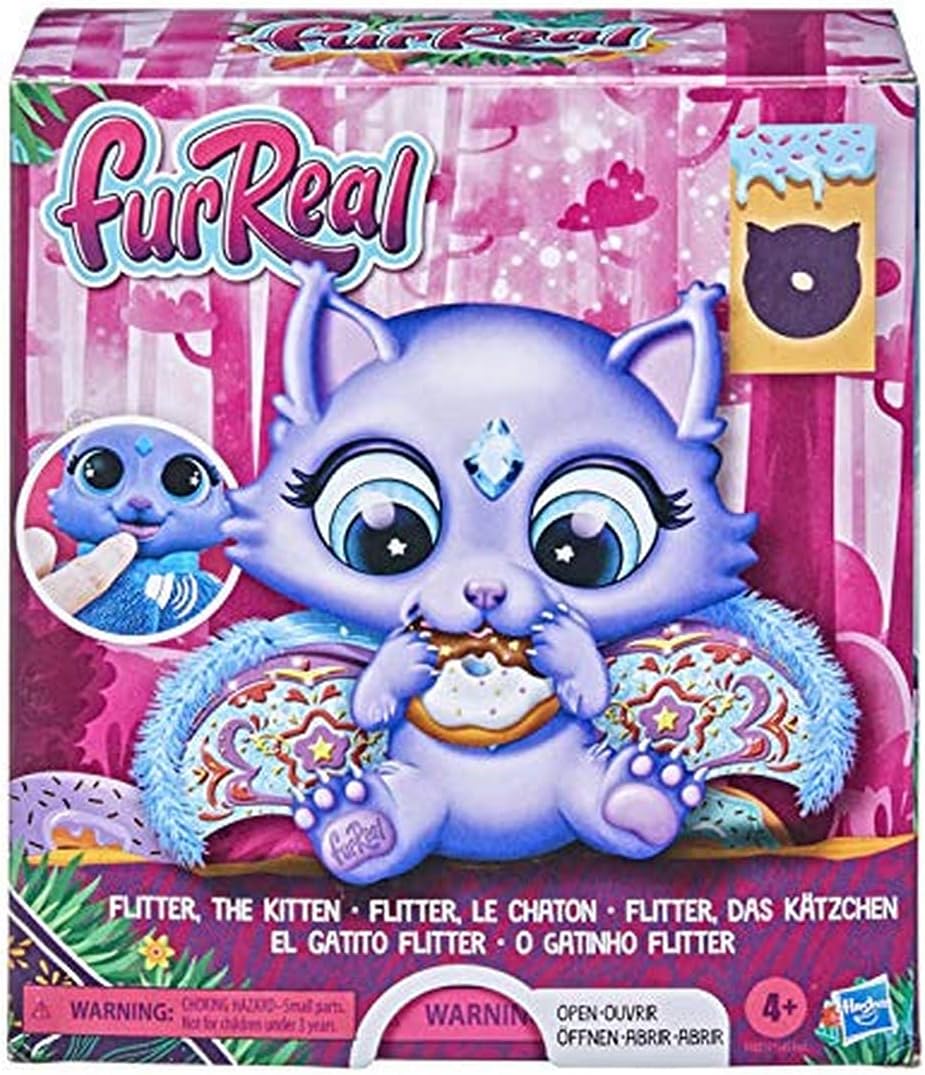 furReal Flitter the Kitten Color-Change Interactive Feeding Toy, Lights ...