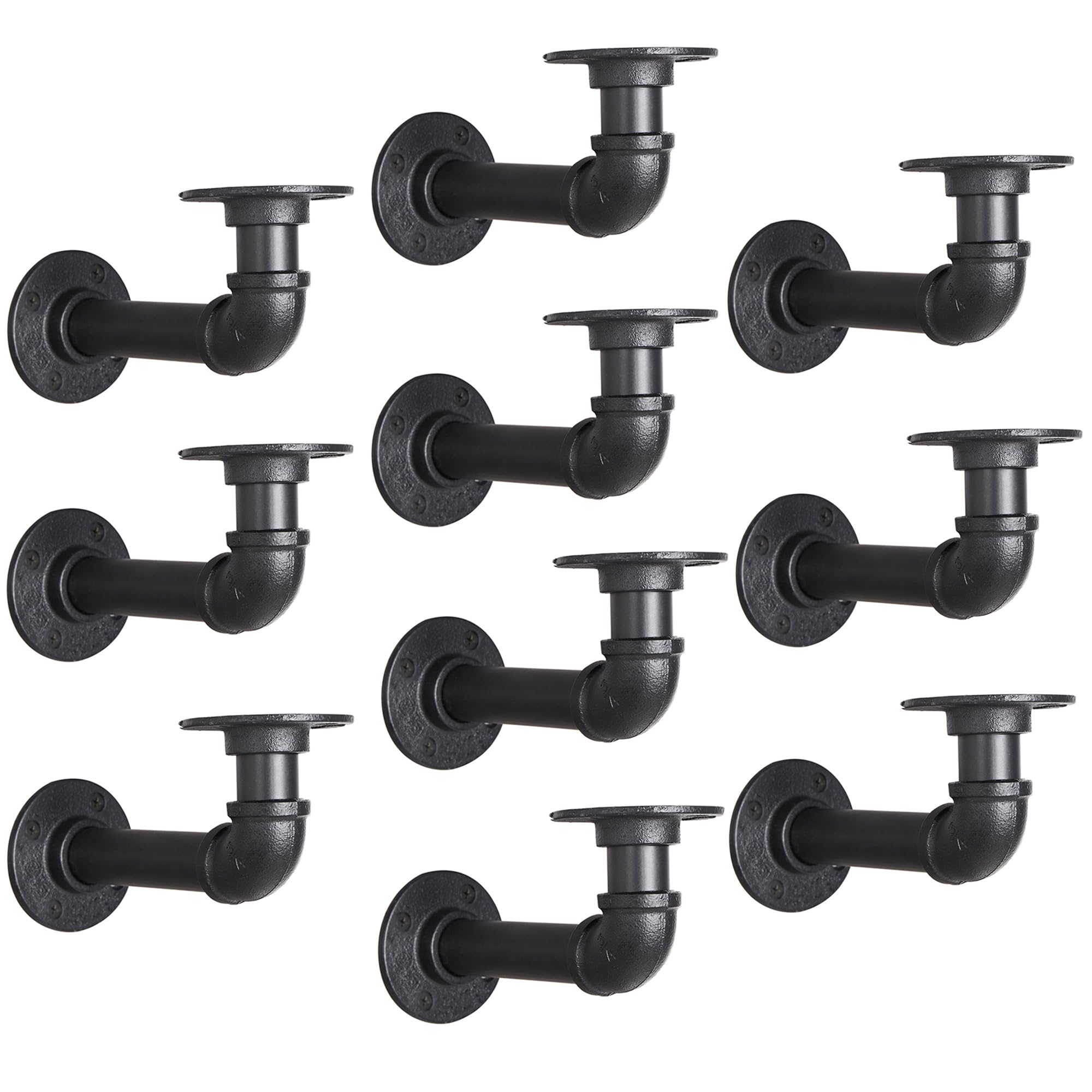 YCCO Industrial L Pipe Shelf Brackets for 6-12 In Depth Wood,Heavy-Duty ...