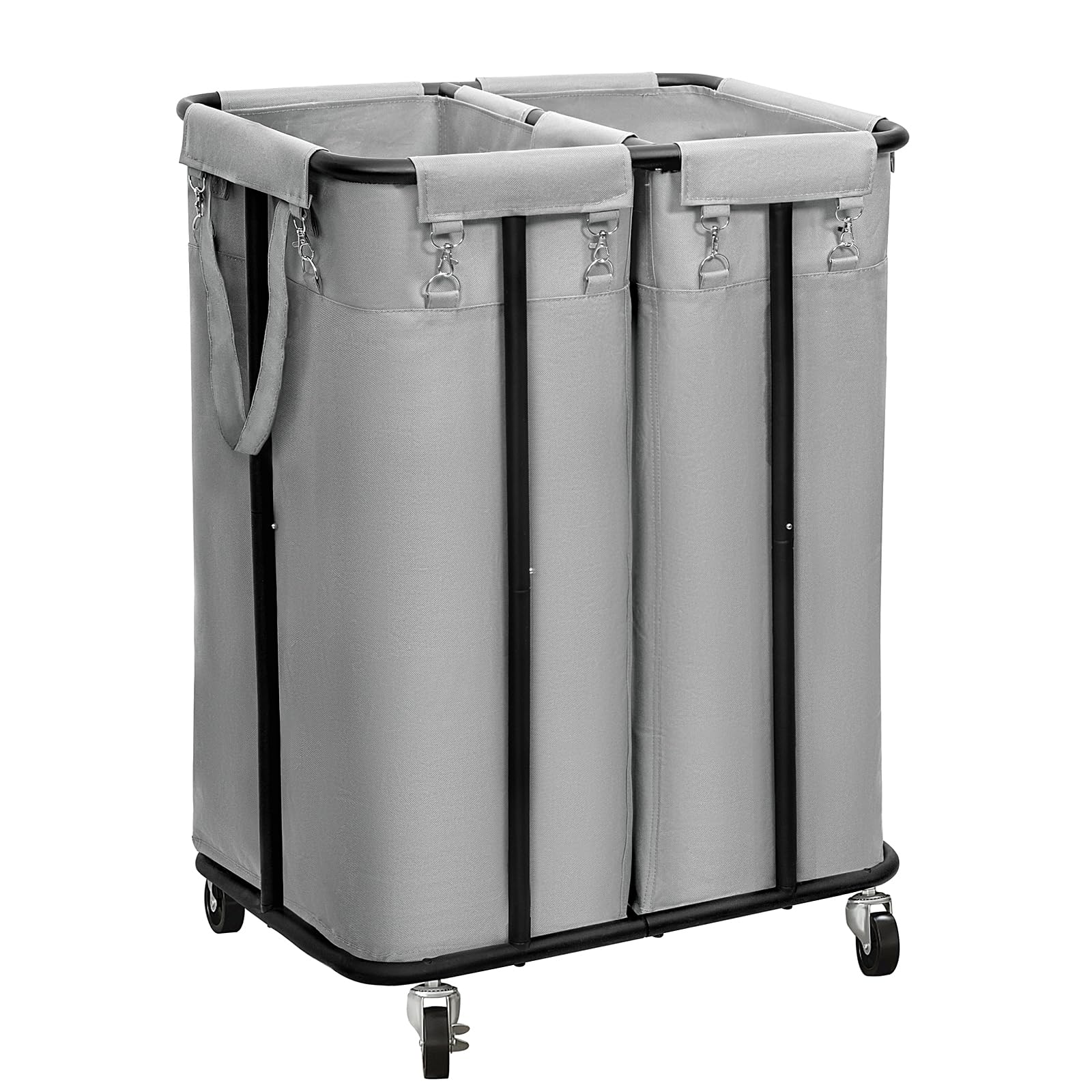 WOWLIVE Double Laundry Hamper with Wheels 170L Rolling Laundry Basket ...