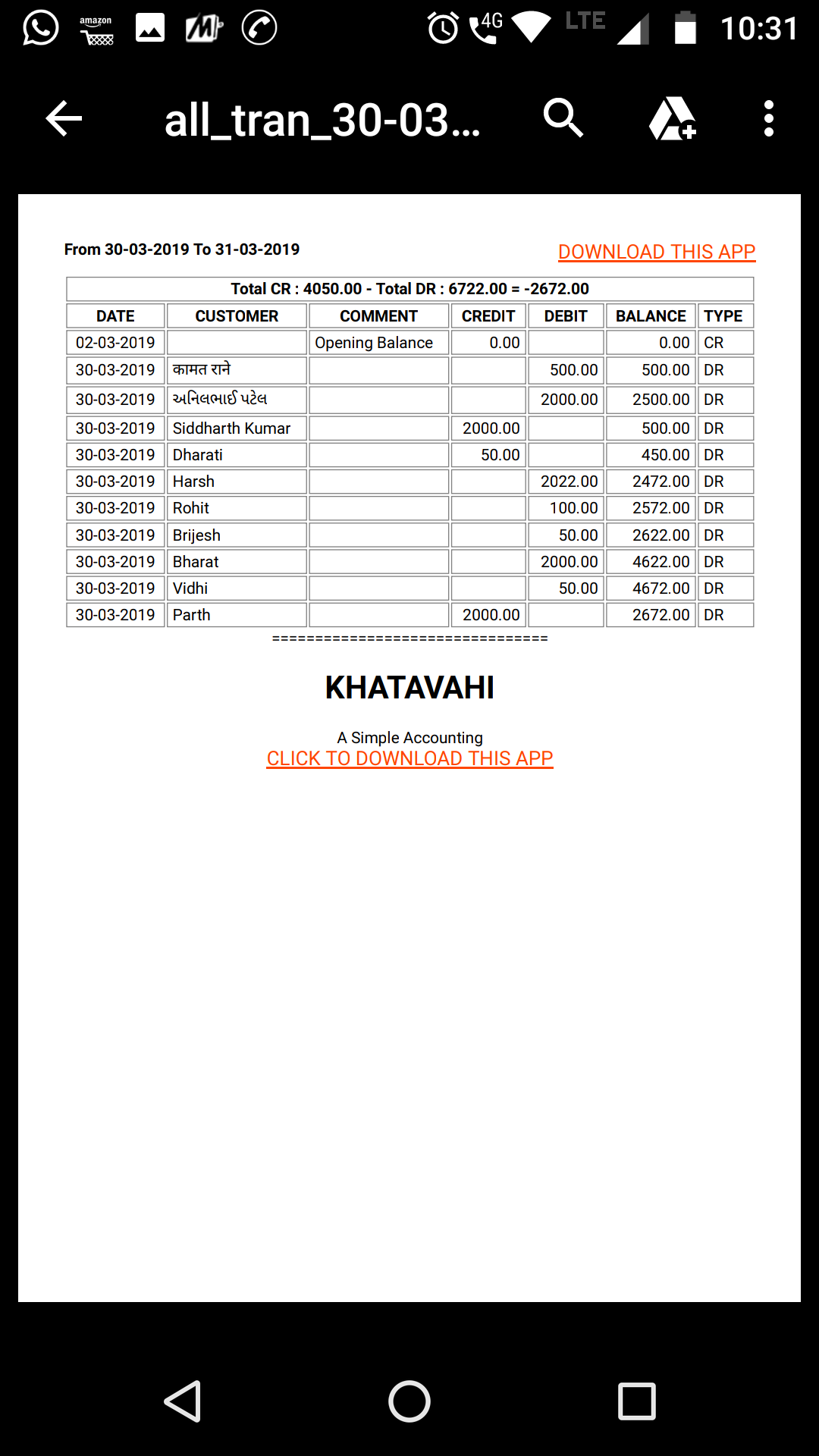 Amazon.com: Khatavahi - Ledger Credit Debit Day Book: Appstore for Android