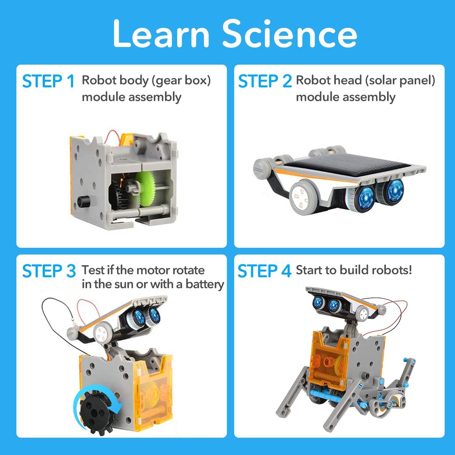 OASO STEM Robot Building Kits for Kids, Solar Robot Kits for Boys Girls ...