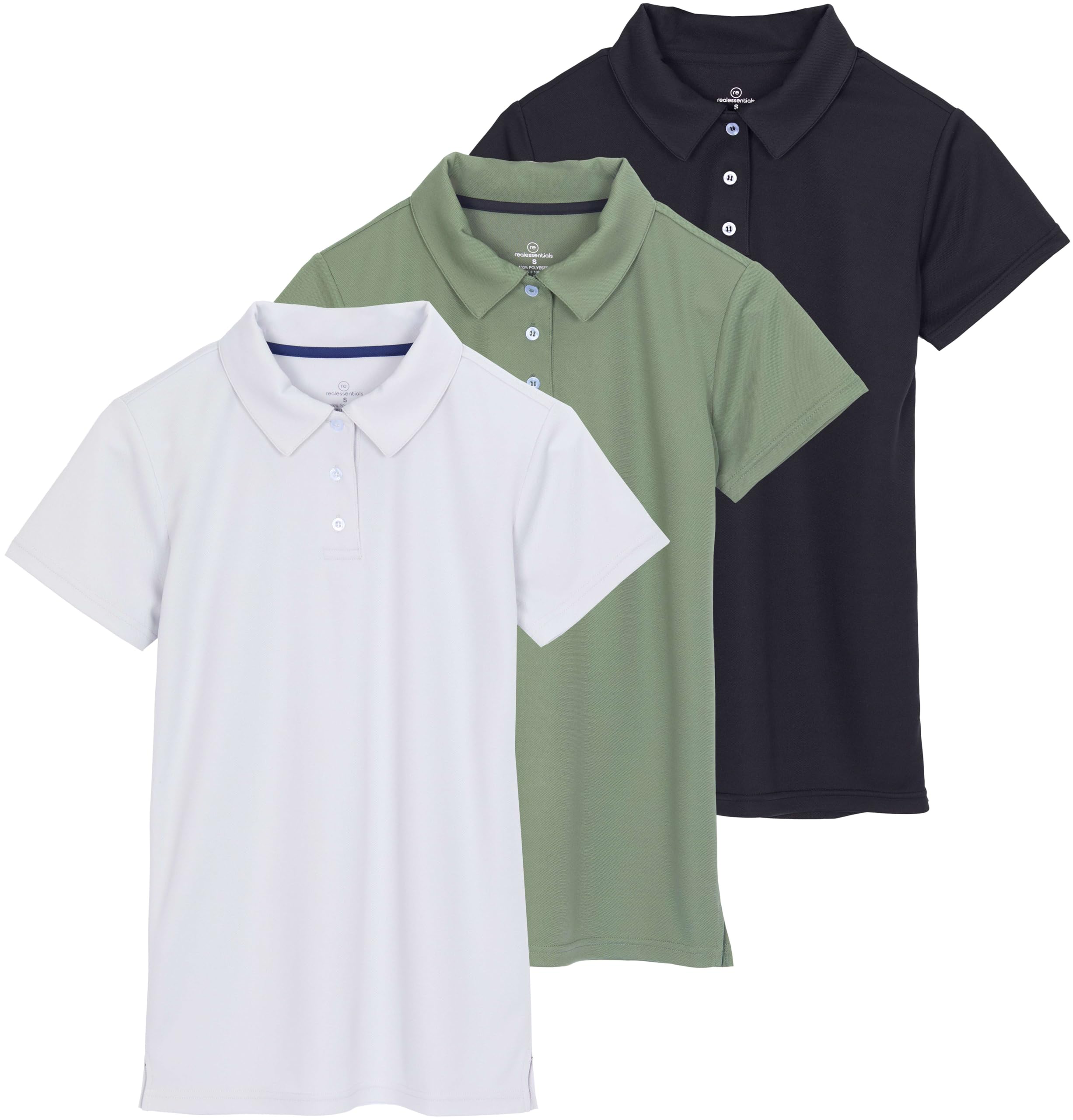 Womens Dry Dri Fit Active Athletic Short Sleeve Collar Top Golf Tennis ...