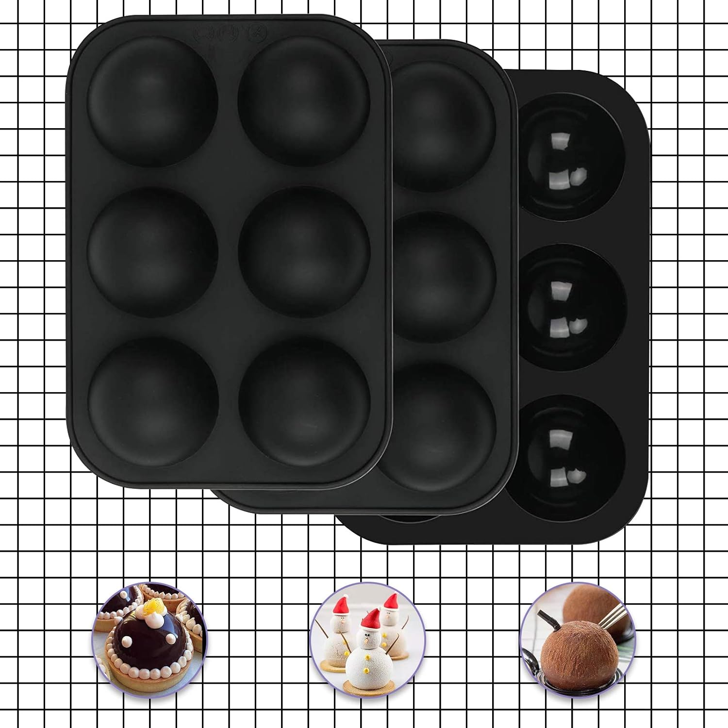 Amazon.com: Medium Semi Sphere Silicone Dome Cake Mold, with 6-Cavity ...