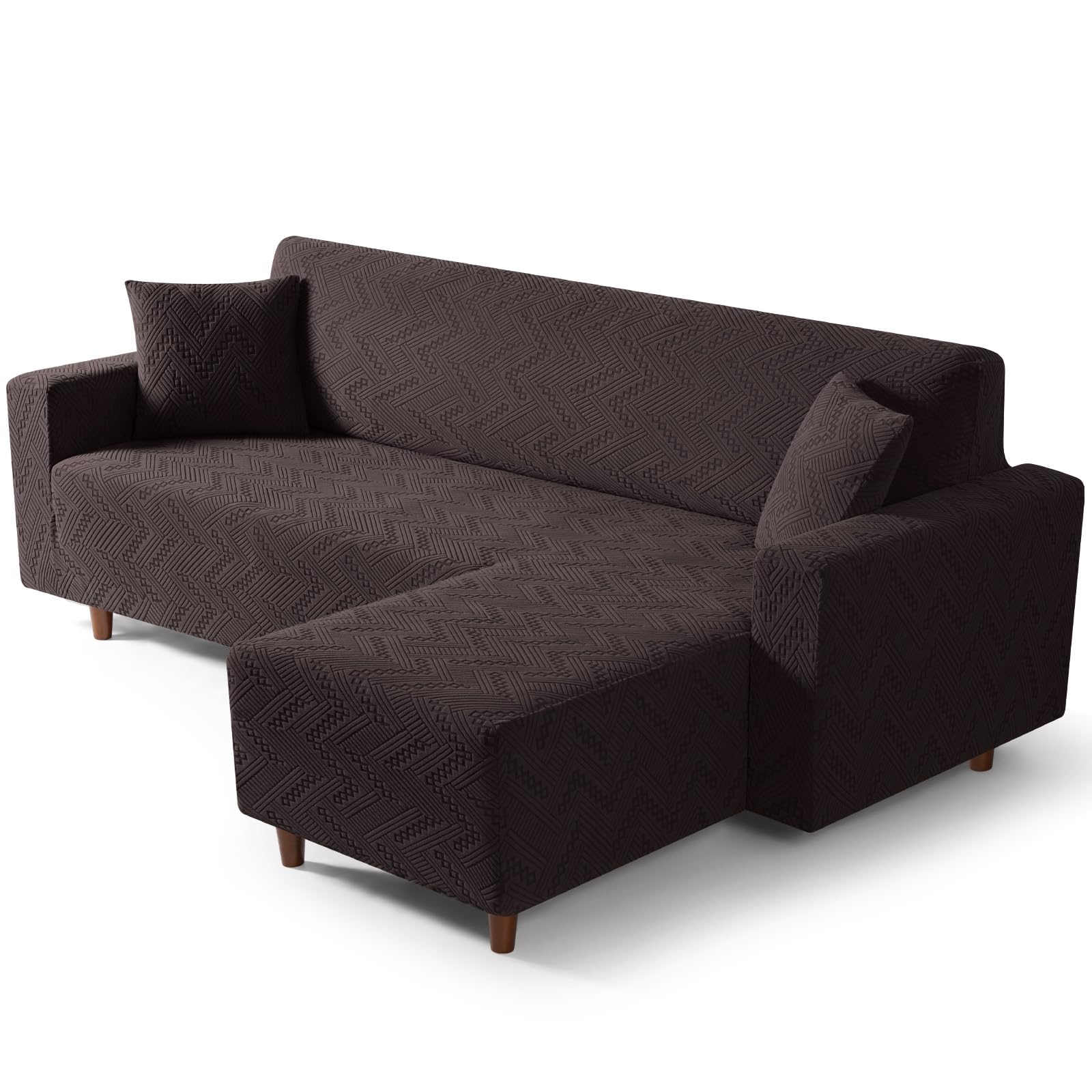 Ruaozz Stretch Couch Cover L Shape 1 Piece Sofa Cover with Chaise ...