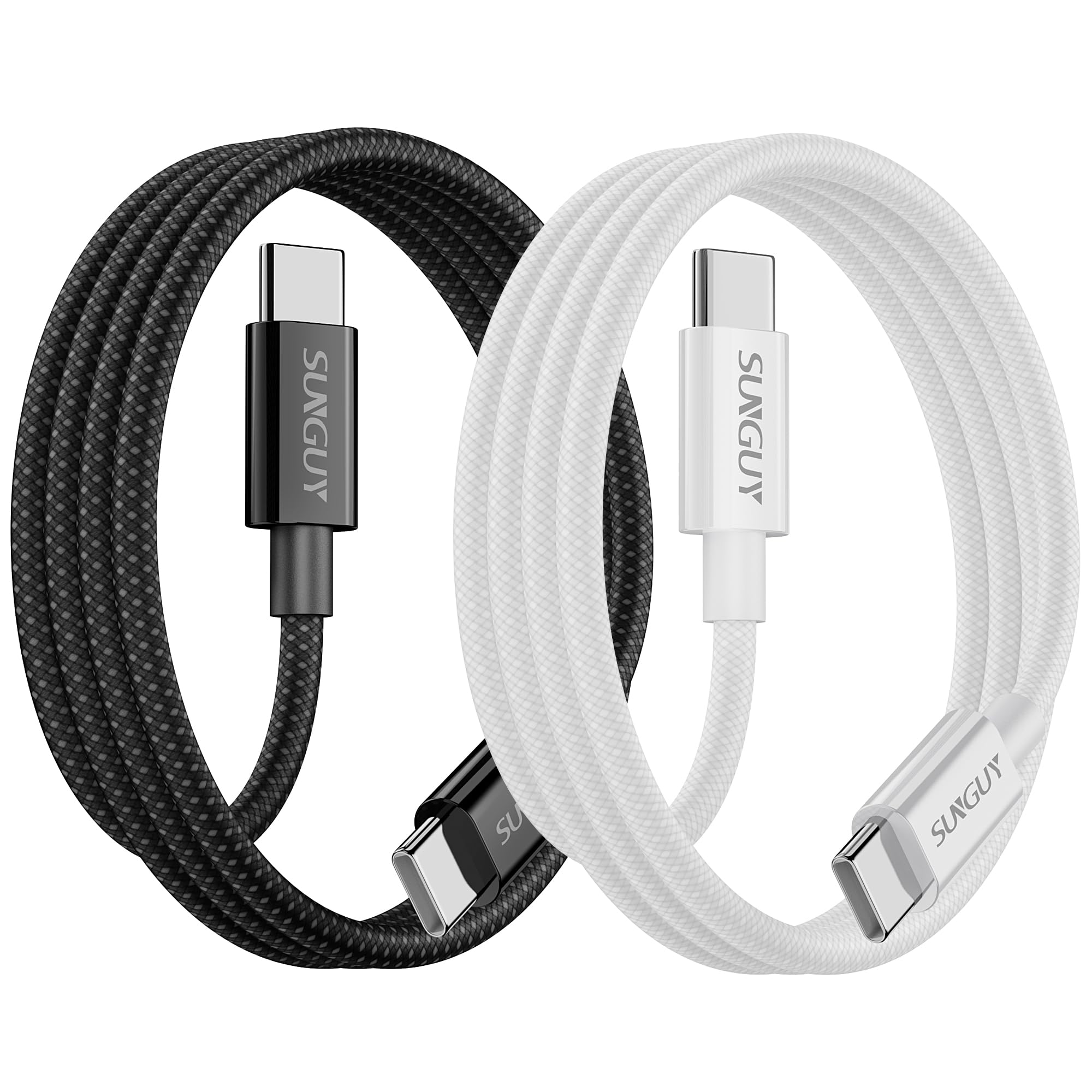SUNGUY 60W USB C to USB C Cable 3.3FT, [2-Pack] USBC to USBC Braided 3 ...