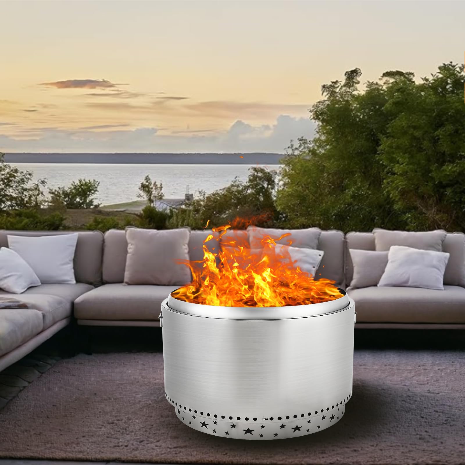 GarveeLife 27" Smokeless Fire Pit with Air Switch, Wood Burning ...