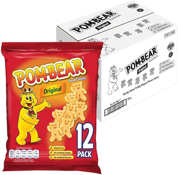 Pom-Bear Multipack Crisps, Flavoured Bear Shaped Potato Crisp Snacks ...