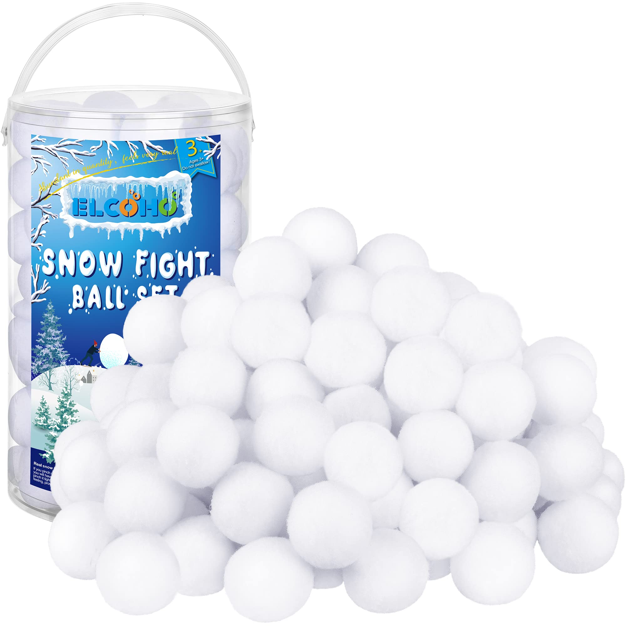Elcoho 100 Pieces 2 Inch Fake Snow Fight Ball Artificial Snow Toss Ball ...