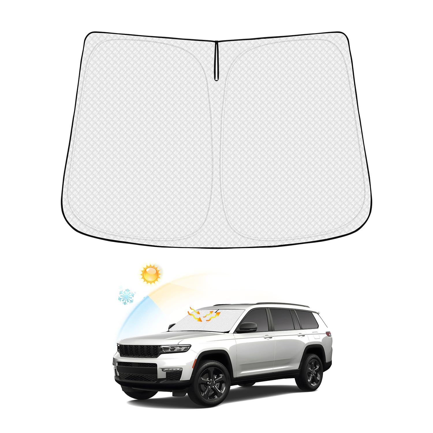 Canvcle Windshield Sun Shade for Jeep Grand Cherokee L 2021-2024 2025 ...