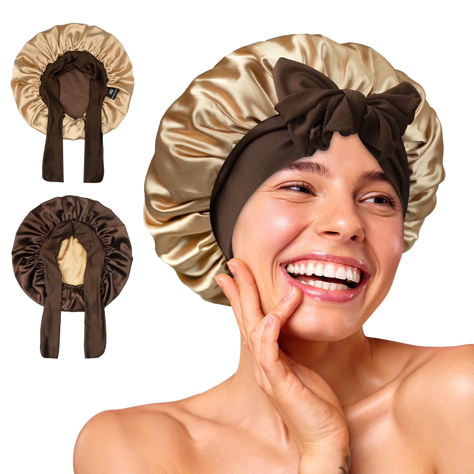 BONNET QUEEN Satin Bonnet Silk Bonnet for Sleeping Women Double Layer ...