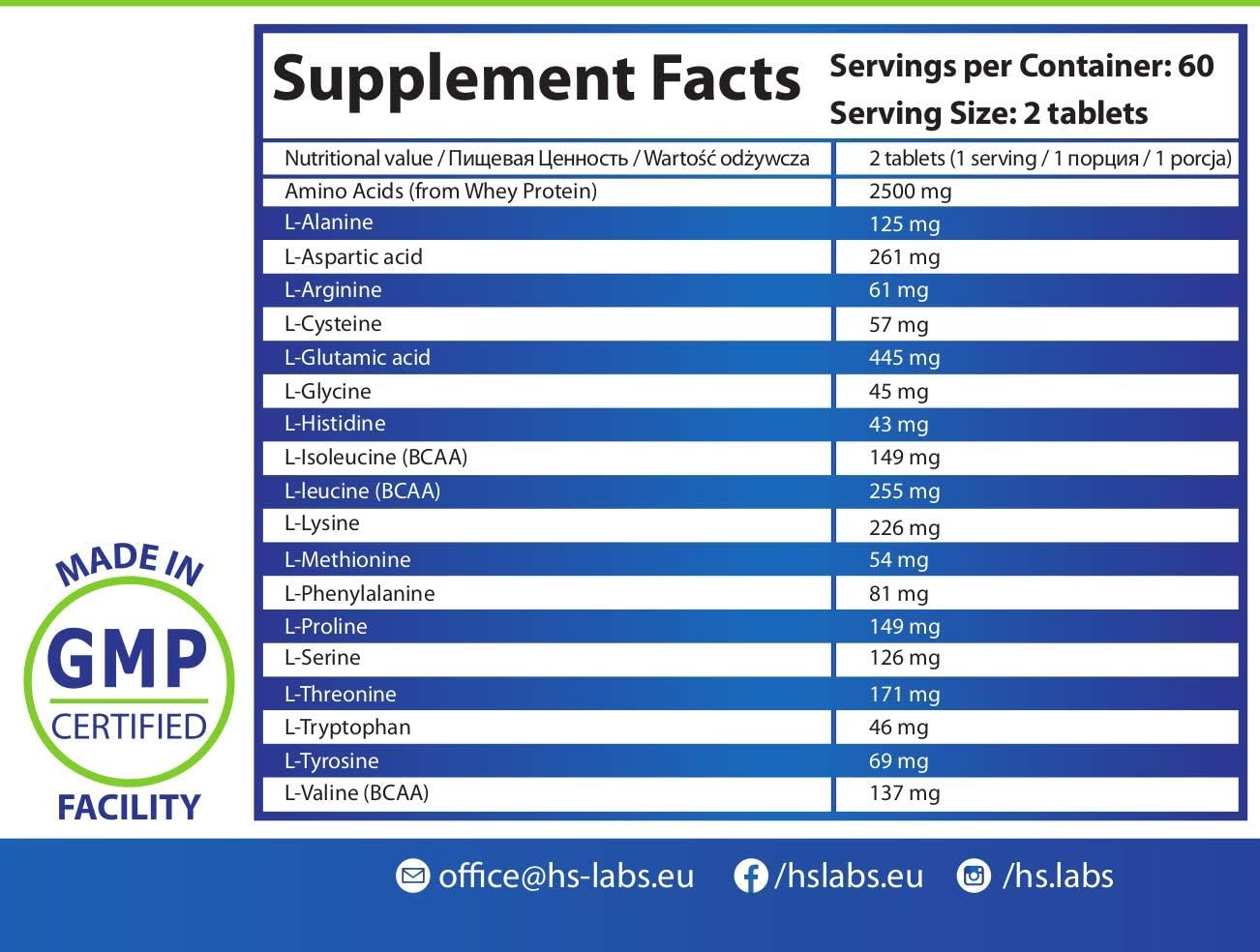 HSLabs Amino 2500 Premium Essential Amino Acids Complex Capsules High ...