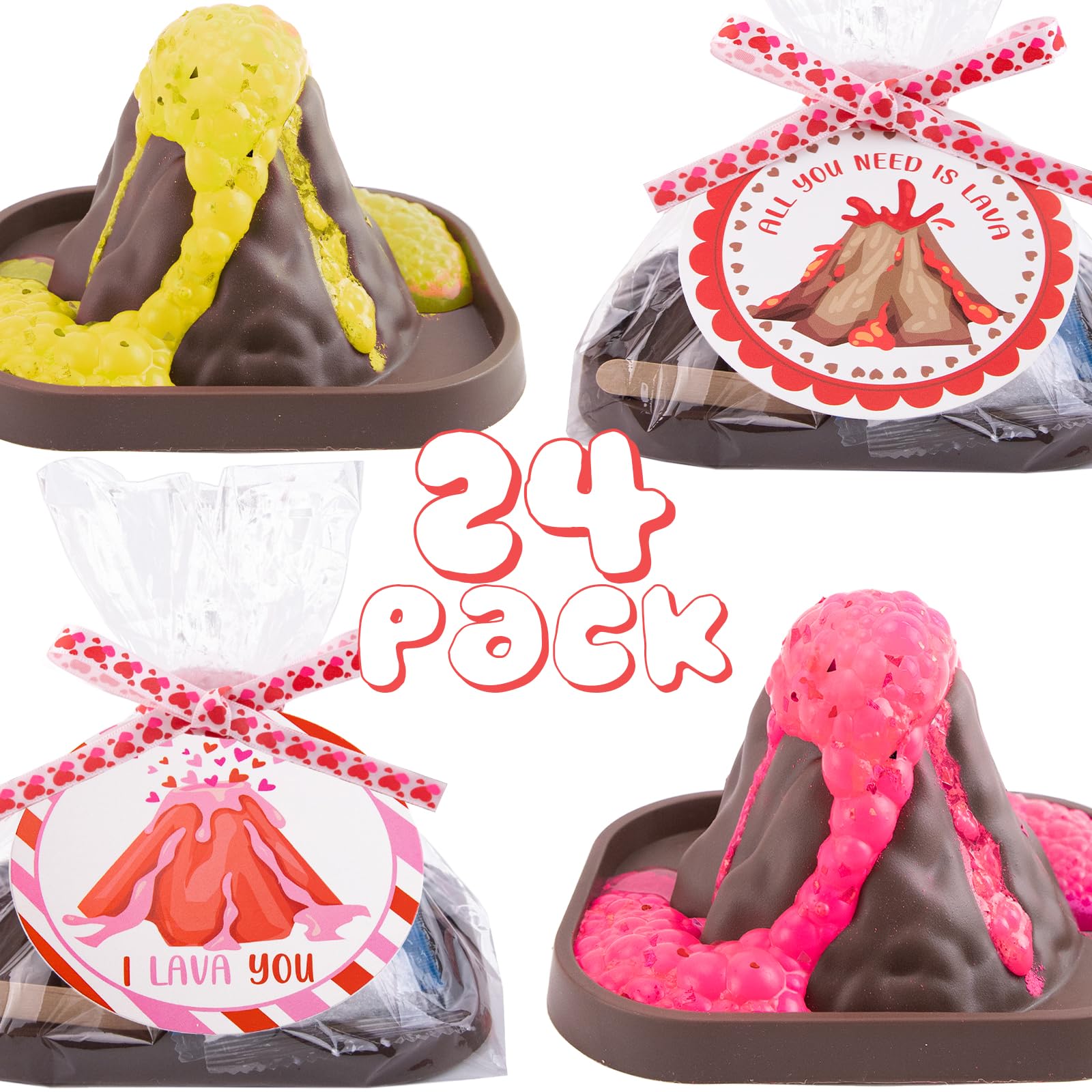 Valentines Gifts for Kids - 24 Pack Erupting Volcano Science Kit with ...