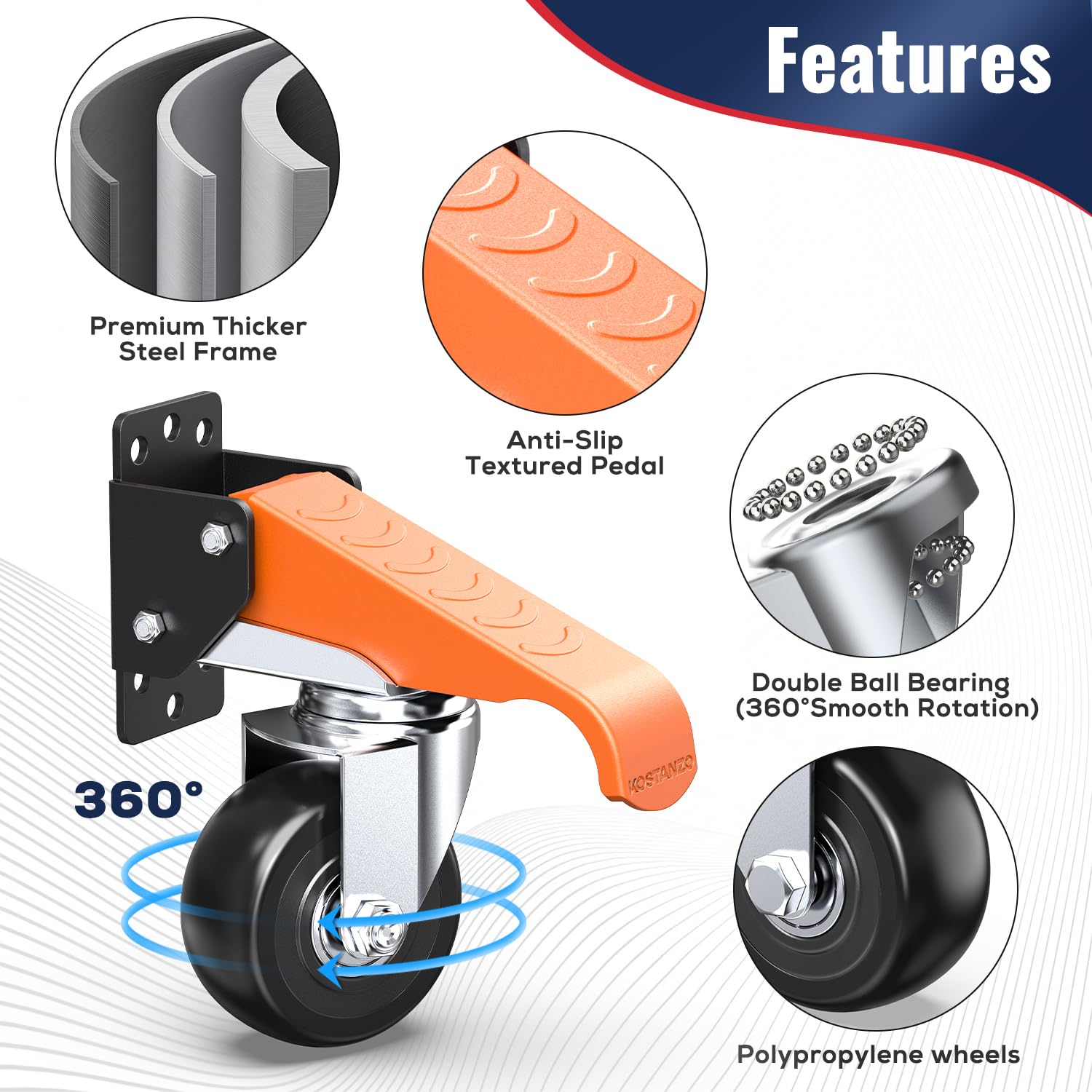 Mua Heavy Duty Retractable Casters Side-mounting Casters for Workbench ...