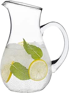 Amazon.com | Glass Pitcher with Spout – 50 oz Clear Glass Belly ...