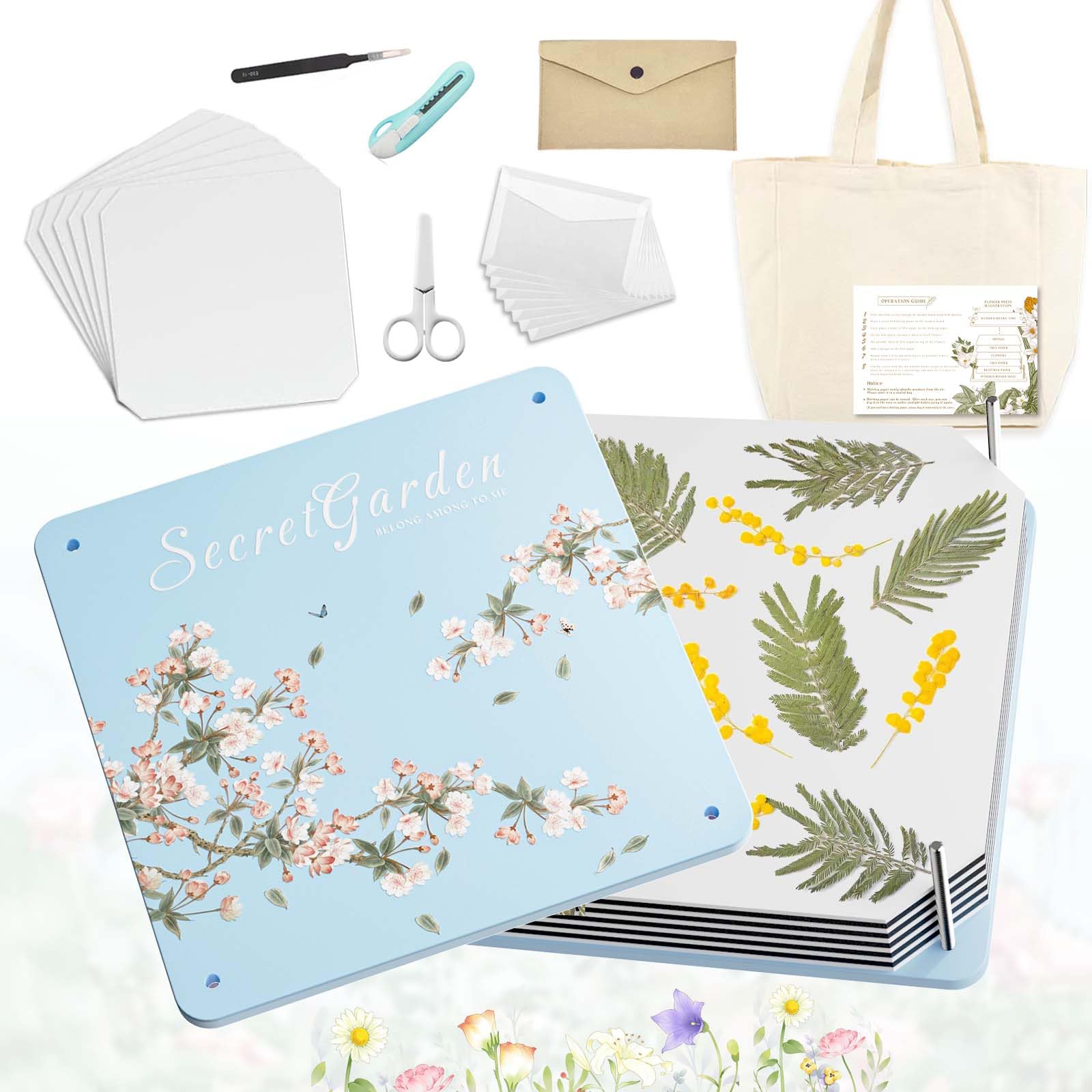 TOVIDO Flower Pressing kit for Adults - 10x10 Inch 6-Ply Wooden Flower ...