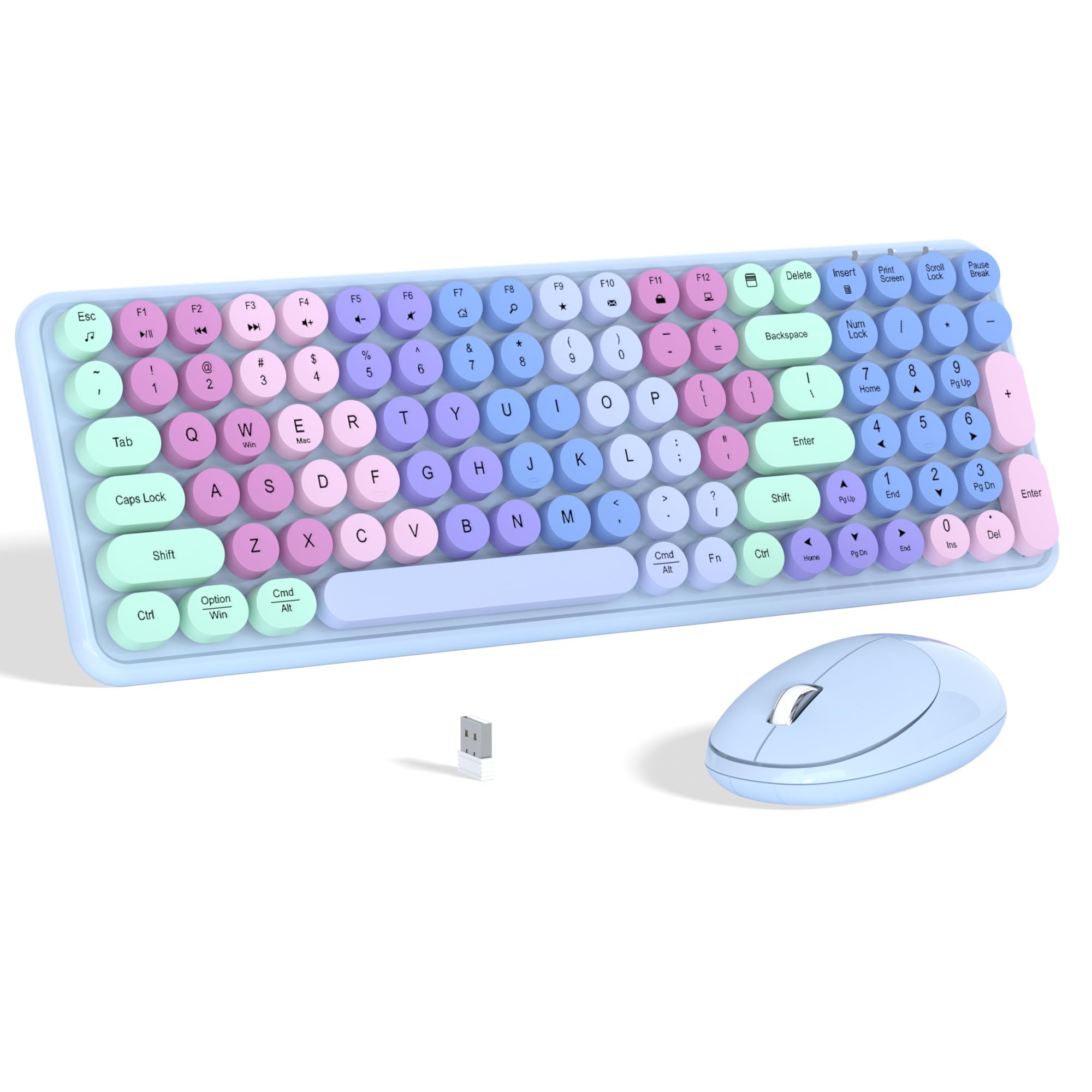 Mua Colorful Wireless Keyboard Mouse Combo, Gradient Rainbow Colors 100 ...