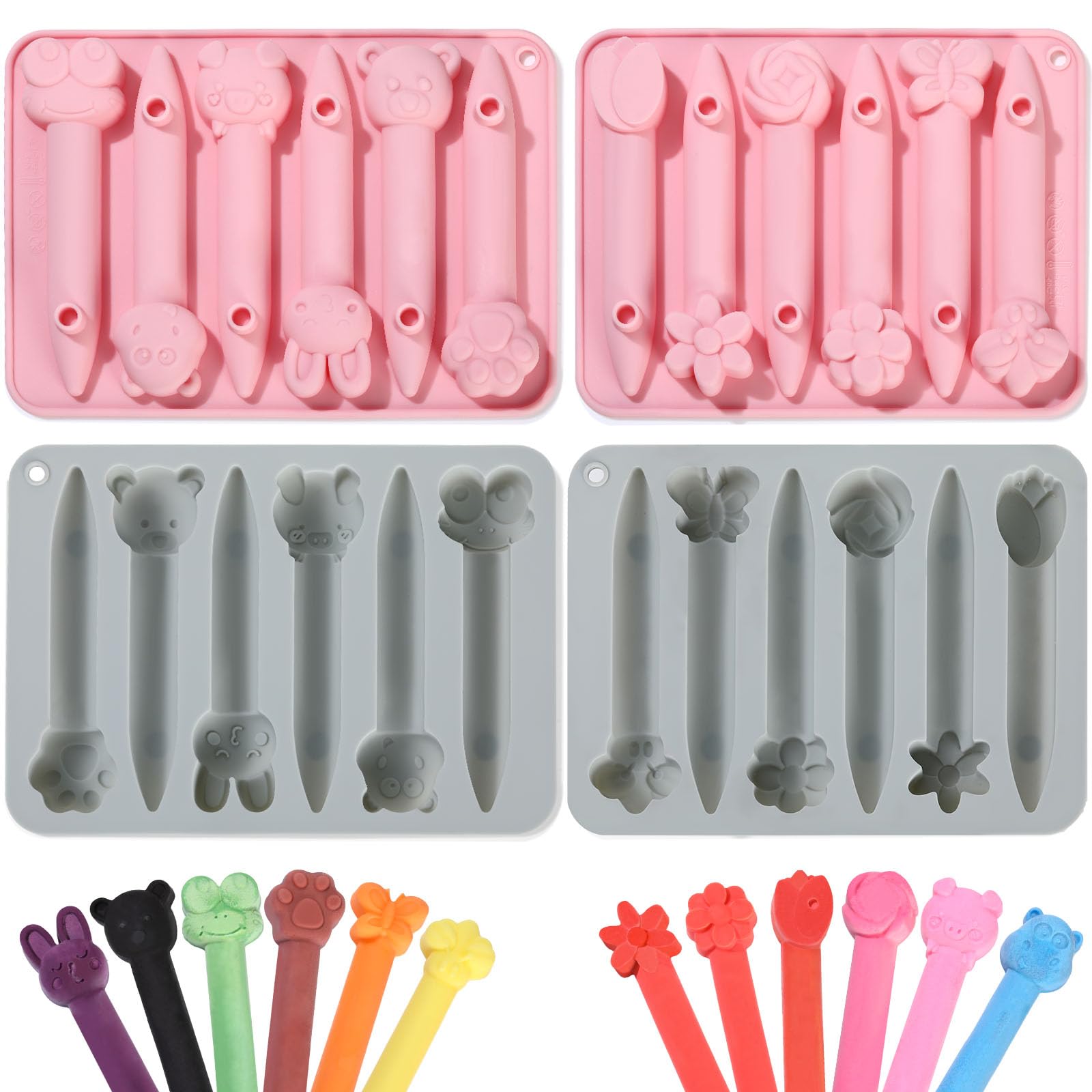 Nuogo 4 Pack Crayon Mold Crayon Recycling Molds Assorted 3D Silicone ...