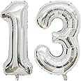 Amazon.com: Large Silver 13 Number Balloons, 40 Inch Jumbo Number 13 ...