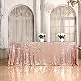 Amazon.com: Juya Delight 60" x 102" Rose Gold Sequin Tablecloth Rectangle for Wedding Birthday ...
