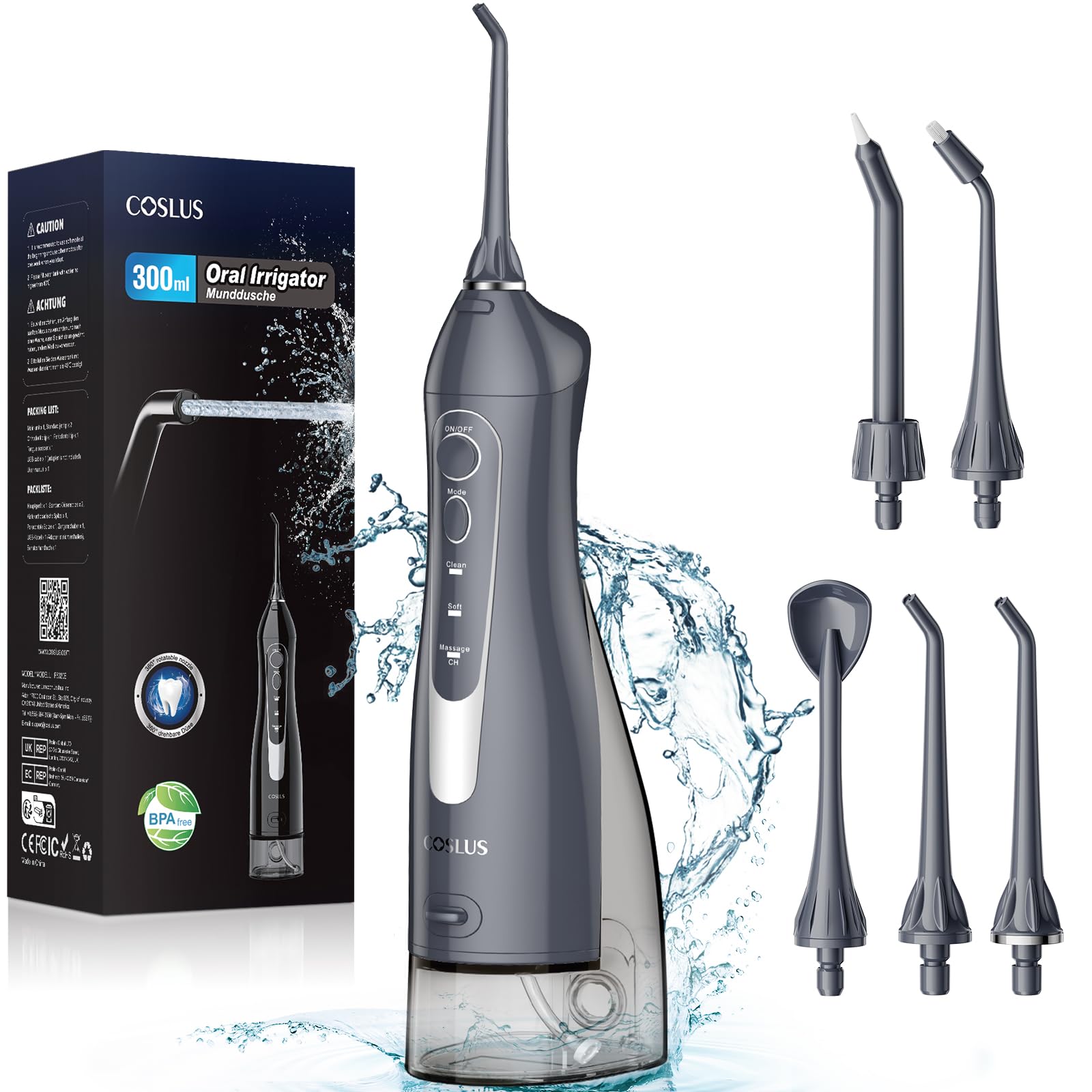 COSLUS Water Dental Flosser Teeth Pick: Portable Cordless Oral ...