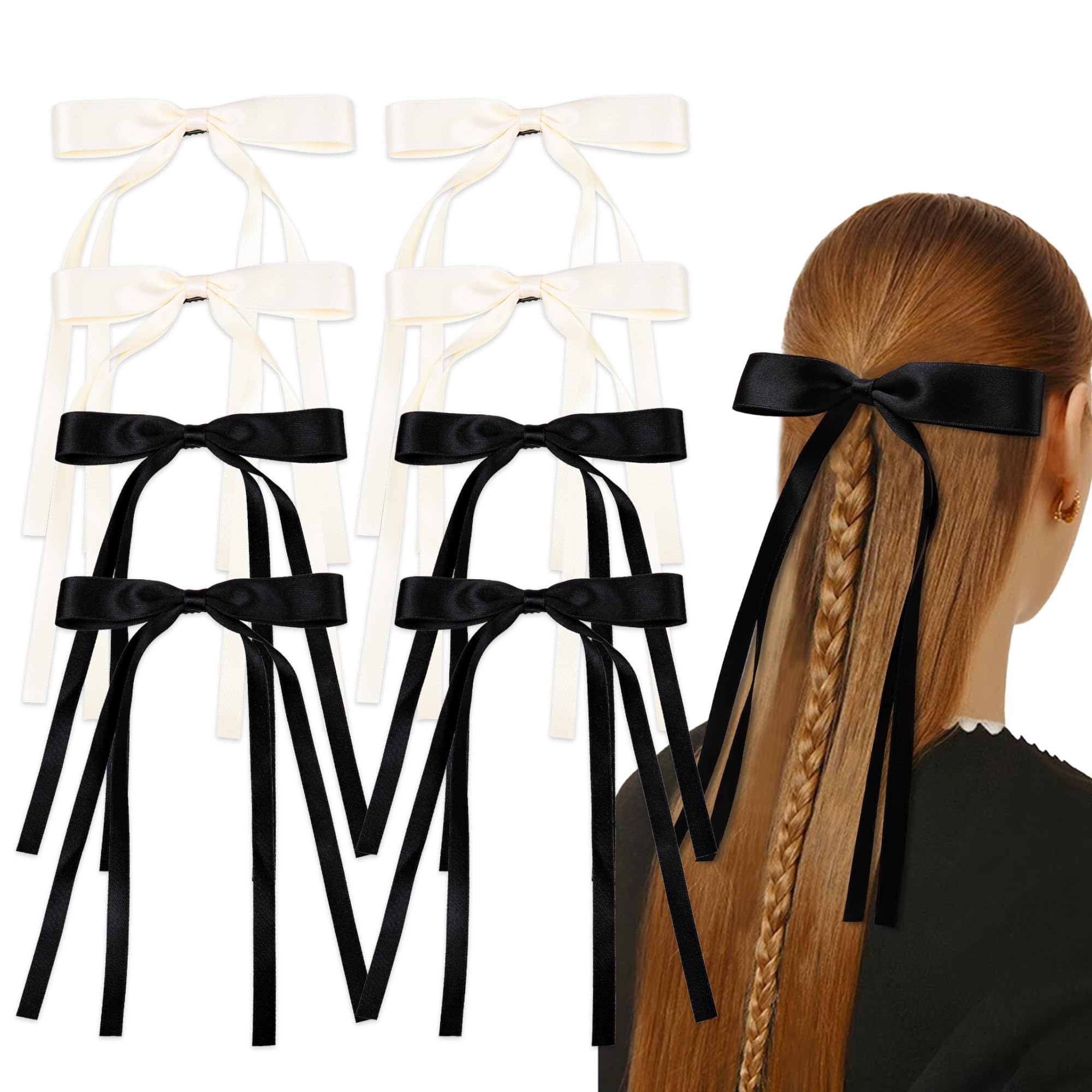 8 Pcs Hair Ribbon Bow Clips for Women Girls Tassel Hair Ribbons Hair ...