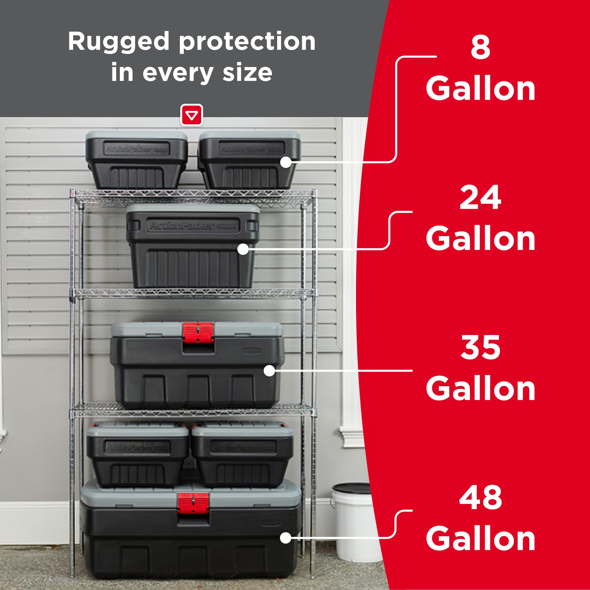 Mua Rubbermaid 48 Gallon Black Action Packer Lockable Latch Indoor and ...