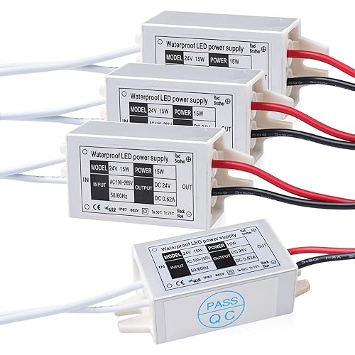 24V Power Supply 15 Watts LED Driver, Klarlight IP67 Waterproof DC 24V ...