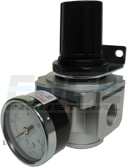 HEAVY DUTY 1/2" IN-LINE COMPRESSED AIR PRESSURE REGULATOR, 7 TO 215 PSI ...