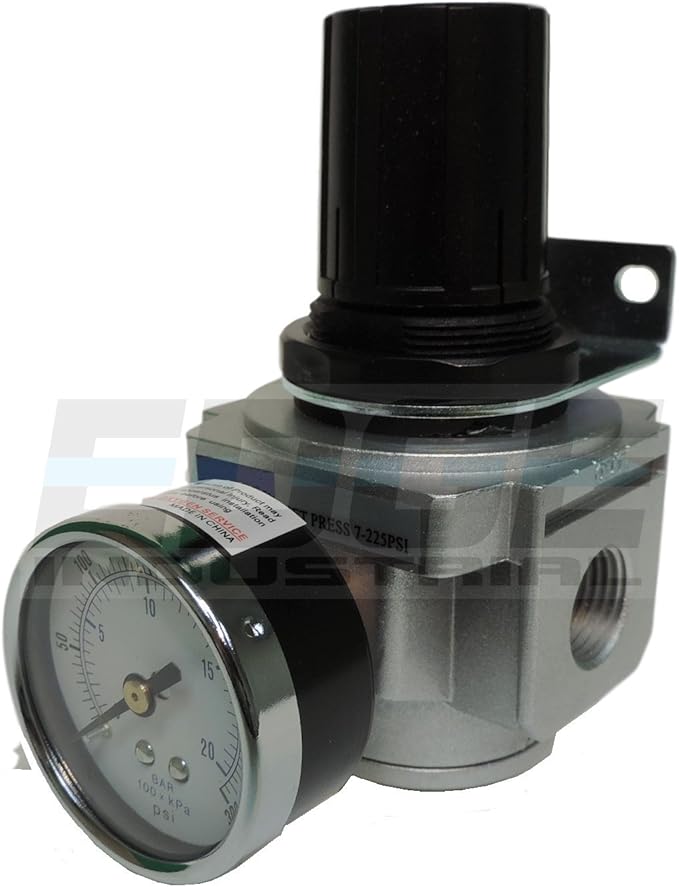 HEAVY DUTY 1/2" IN-LINE COMPRESSED AIR PRESSURE REGULATOR, 7 TO 215 PSI ...