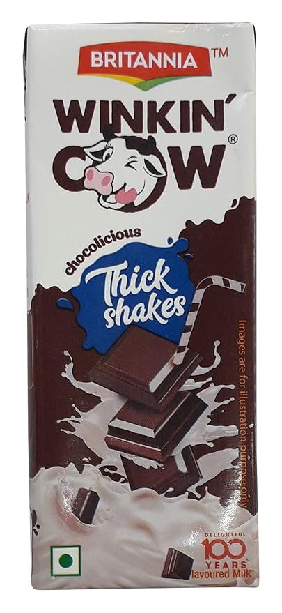 Britannia Winkin' Cow Winkin Cow Thick Milk Shake Choco, 180 ml: Amazon ...