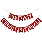 Amazon.com: Whaline 2Pcs Christmas Burlap Banner Felt Merry Christmas ...