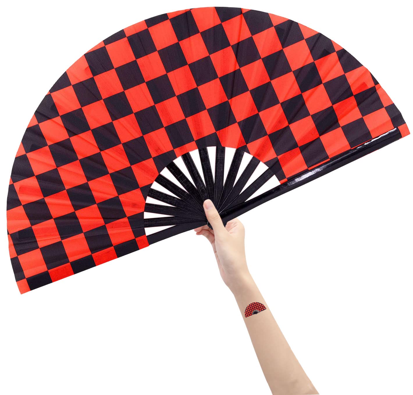 Amajiji Large Hand Folding Fans, 13 Inch Bamboo Rave Festival Folding ...